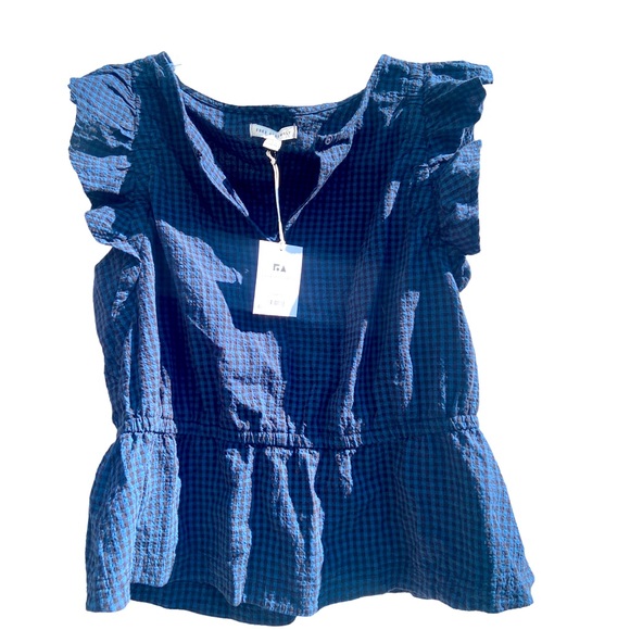Free Assembly | Tops | Nwt Free Assembly Blue Black Gingham Ruffle Top ...
